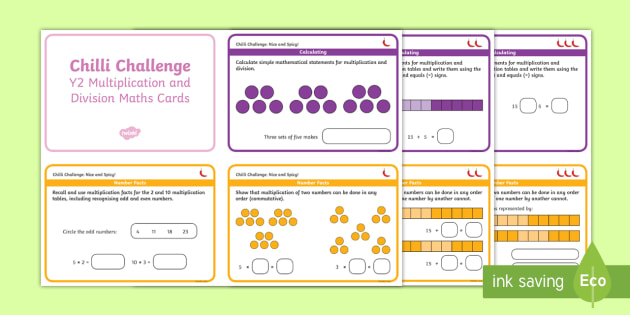 Chilli Challenge Year 2 Multiplication and Division Maths Cards