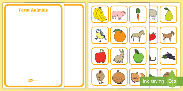 Fruit, Vegetables, Farm Animals and Pets Sorting Activity (No Visual ...
