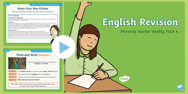 Year 2 English Revision Morning Starter Weekly PowerPoint Pack 4