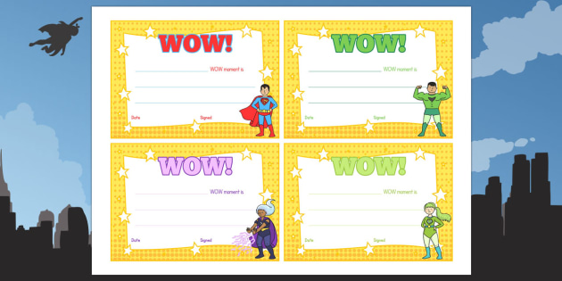 Superhero Wow Moment Parent Slips