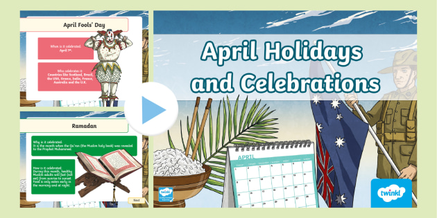 April Holidays and Celebrations PowerPoint - Year 3 HASS