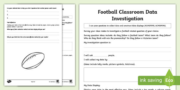 Football Classroom Data Investigation Worksheet / Worksheet