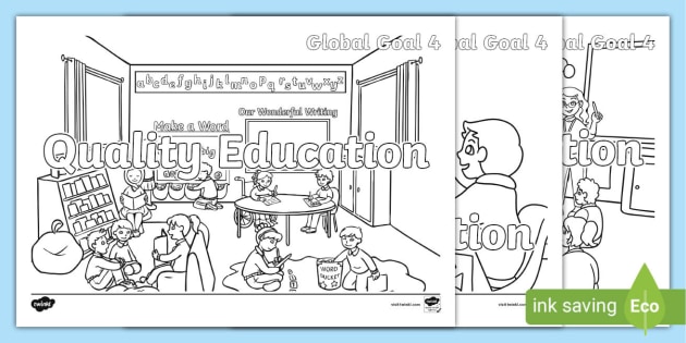 All About Global Goals Quality Education Colouring Activity