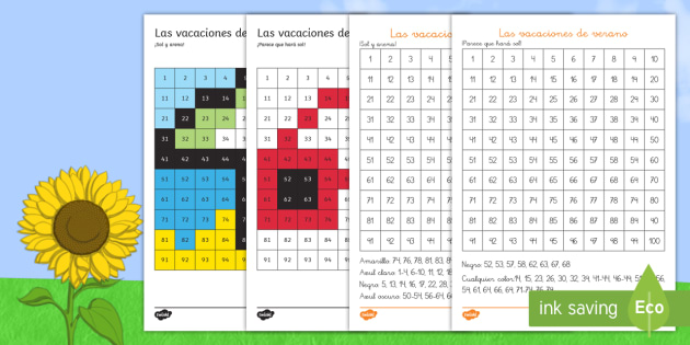 Ficha de actividad: Colorear con números - Verano