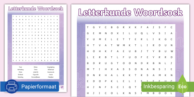 Poëtiese Terme Gedifferensieerde Woordsoek (teacher made)