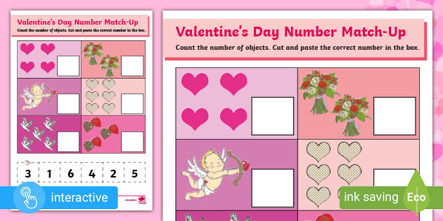Valentine's Day Number Match-Up Activity