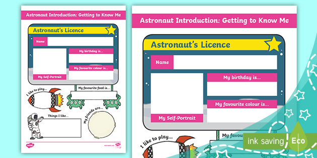FREE! - Astronaut Introduction Getting to Know Me