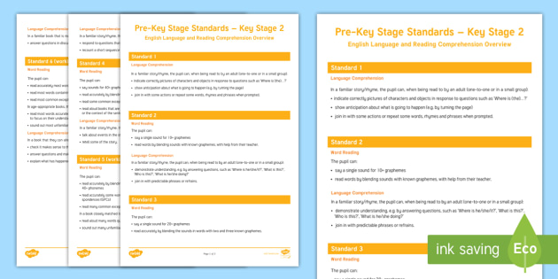 Pre-Key Stage Standards KS2 English Reading Overview