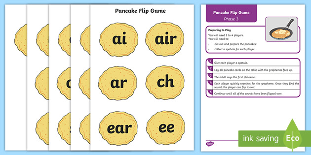 Phase 3 Phonics Pancake Flip Game (teacher made)