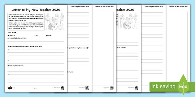 Letter to My New Teacher 2020 (teacher made)