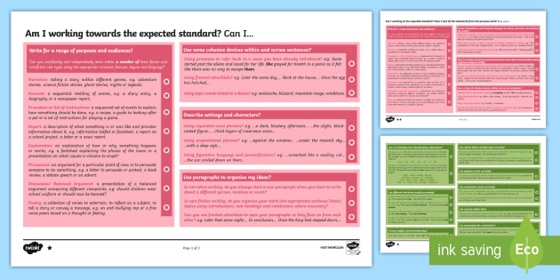 'I Can' Statements with Worked Examples Writing Assessment Pack