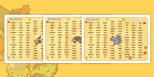 Autumn Themed KS1 Word Mat (teacher made)