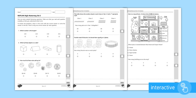 NAPLAN Style Numeracy Year 3 Example Test Set 2 Go Respond Worksheet
