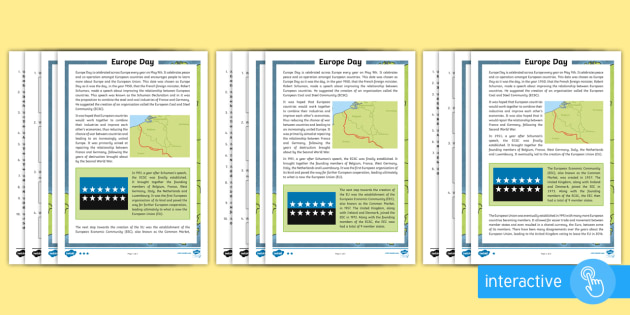 Europe Day Differentiated Comprehension Worksheets