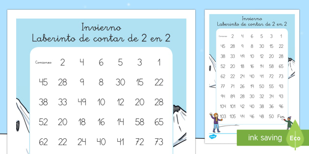 El invierno Laberinto de contar de 2 en 2 (Teacher-Made)