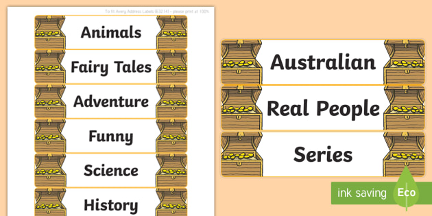 Find Your Treasure Book Labels (Teacher-Made)