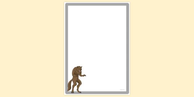 FREE! - Simple Blank Werewolf Page Border | Page Borders | Twinkl