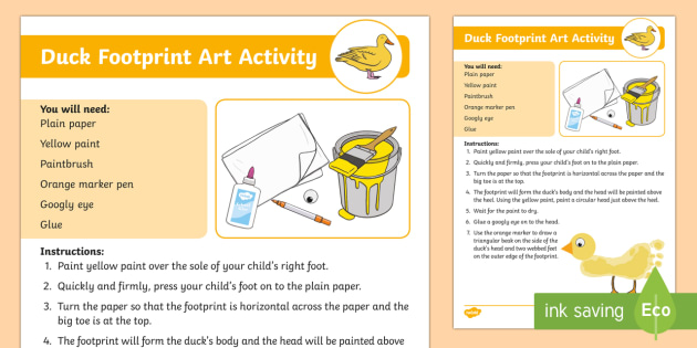 Duck Footprint Art Activity (teacher made)