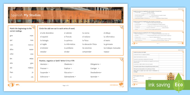 My Studies Activity Mat Spanish (teacher made)