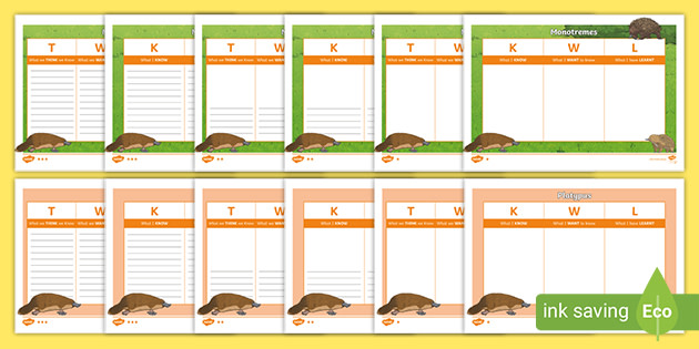 Monotremes TWLH and KWL Grid (teacher made)