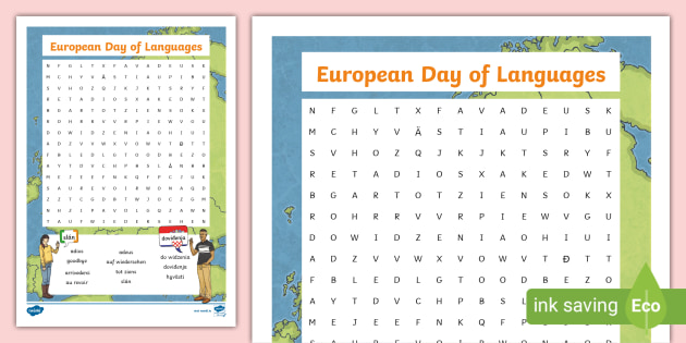 European Day of Languages 'Goodbye' Word Search