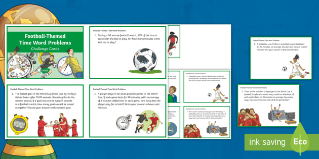 * NEW * UKS2 Football Themed Time Problems Challenge Cards - Maths, World