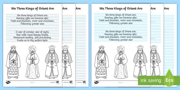 We Three Kings Handwriting Practice Activity