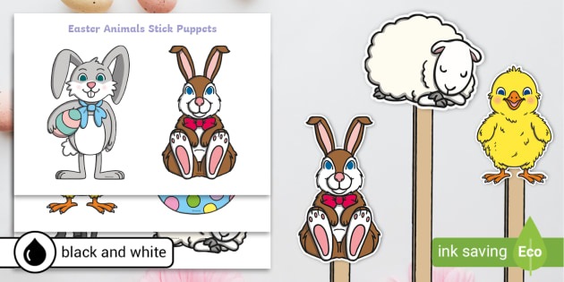Easter Animals Stick Puppets | Twinkl Party (teacher made)
