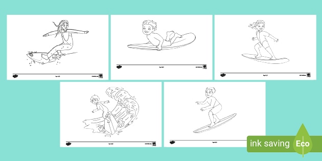 FREE! - Surfboard Template - Colouring Page - Educational Resources