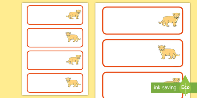 FREE! - Lion Cub Themed Editable Drawer-Peg-Name Labels (Blank)