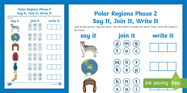 Polar Regions Phase 2 Say It, Join It, Write It Activity