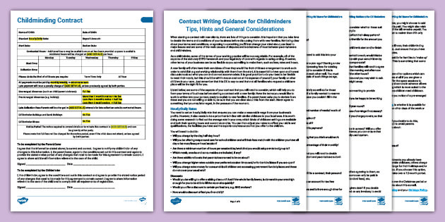 Childminding Contracts and Advice Pack (teacher made)