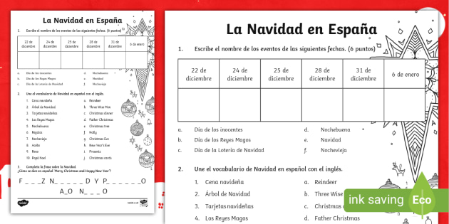 Spanish Christmas Worksheets | Christmas in Spain
