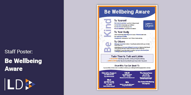 Teacher Wellbeing Awareness Poster - Staff Room - Leaders