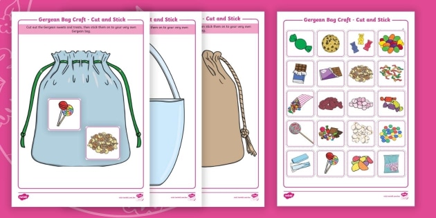 Gergean Bag Cut and Stick Activity - Create Your Own Gergean Bag