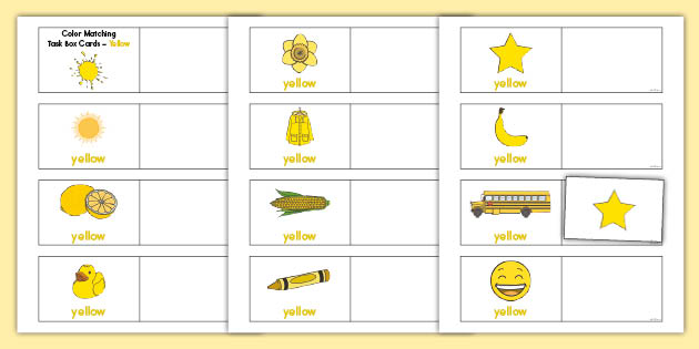 Color Matching Task Box Cards-Yellow (teacher made)