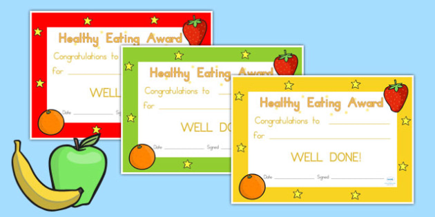 Healthy Eating Award Certificate