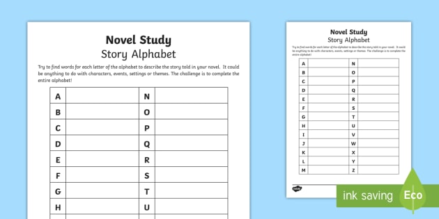 Novel Study Story Alphabet Worksheet / Worksheet-Scottish