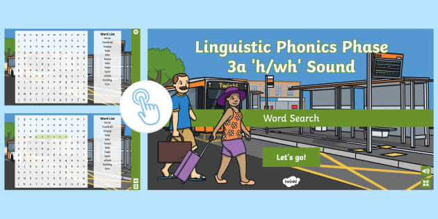 Linguistic Phonics Phase 3a 'h/wh' Sound Interactive Word Search