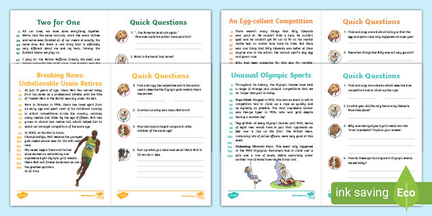 1-Minute Read Activity Cards Sports (teacher made)