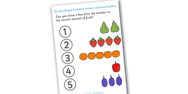 Numbers and Counting Sheet to Support Teaching on The Very Hungry ...