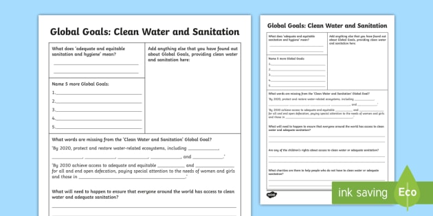 Global Goals Clean Water and Sanitation Fact File