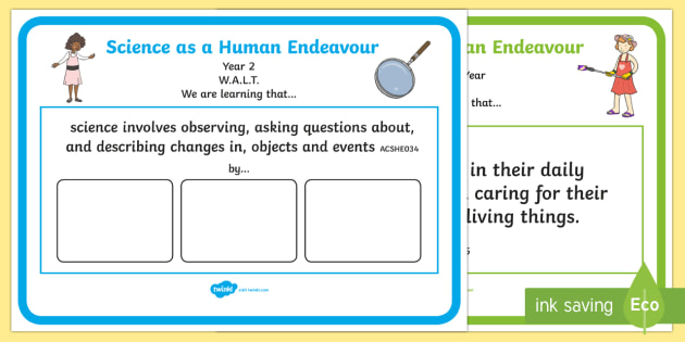 Year 2 Australian Curriculum Science as a Human Endeavour WALT Display