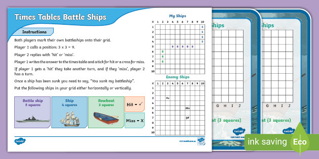 Times Table Battle Ships Game (teacher made)