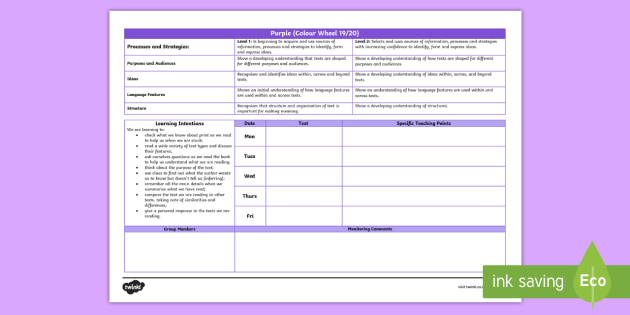 New Zealand Purple Weekly Reading Plan