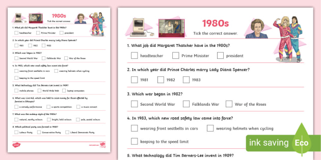 1980s Quiz (teacher made)