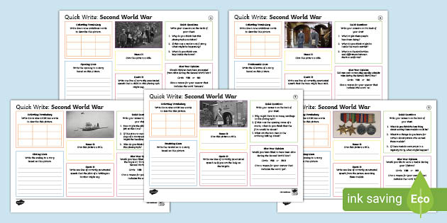 KS2 Second World War Quick Write Activity Mat Pack