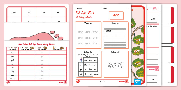 New Zealand Red Sight Words Resource Pack (teacher made)