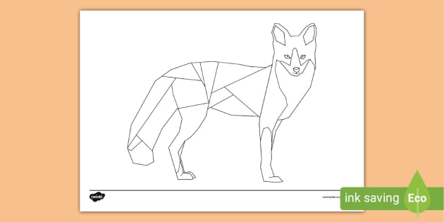 FREE! - Polygon Fox Colouring Page - Primary Resources