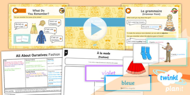 French: All About Ourselves: Fashion Year 5 Lesson Pack 4